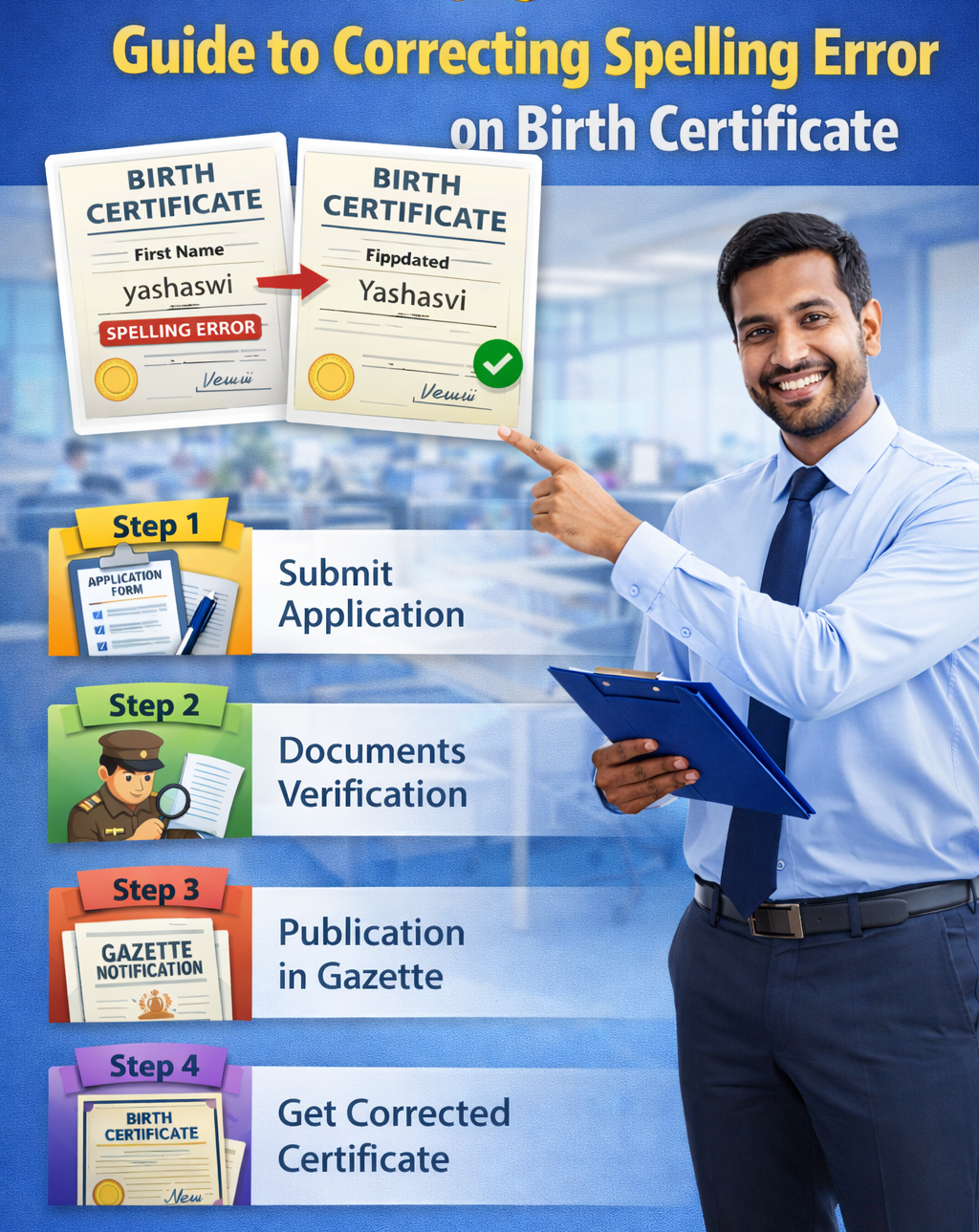Change of Name Due to Spelling Error on Birth Certificate – Guide & Process