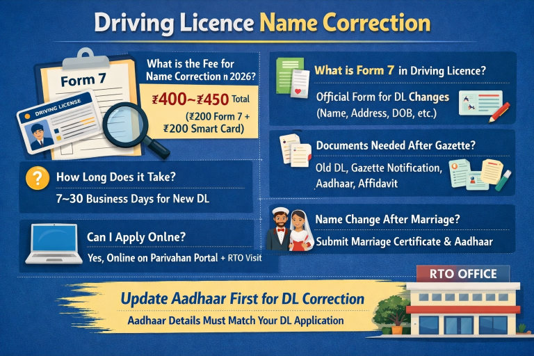 Driving Licence Name Correction Guide 2026: Fees, Documents & Form 7 ...