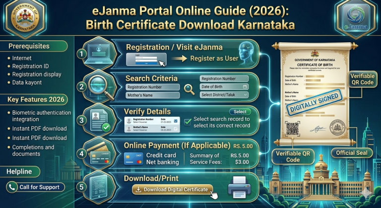 Birth Certificate Download Karnataka: eJanma Portal Online Guide (2026)