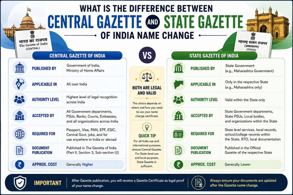 Central Gazette vs State Gazette for Name Change: Key Differences